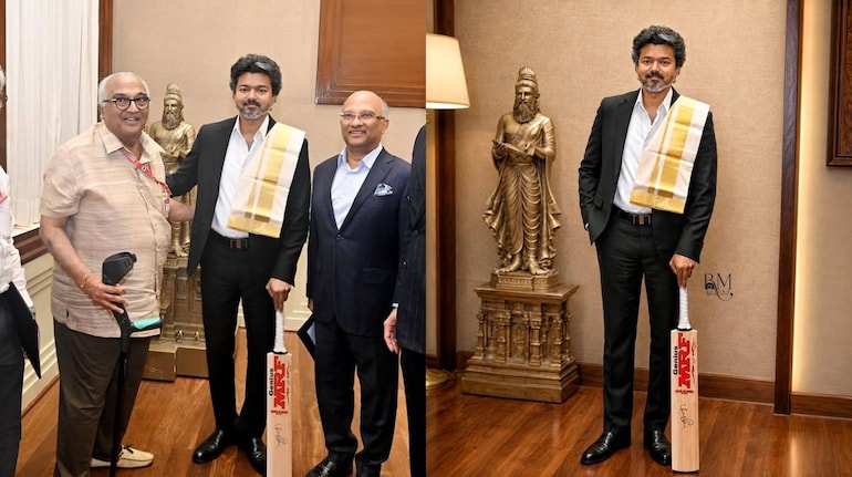 Vijay receives signed bat from Virat Kohli as gift from MRF team after ...