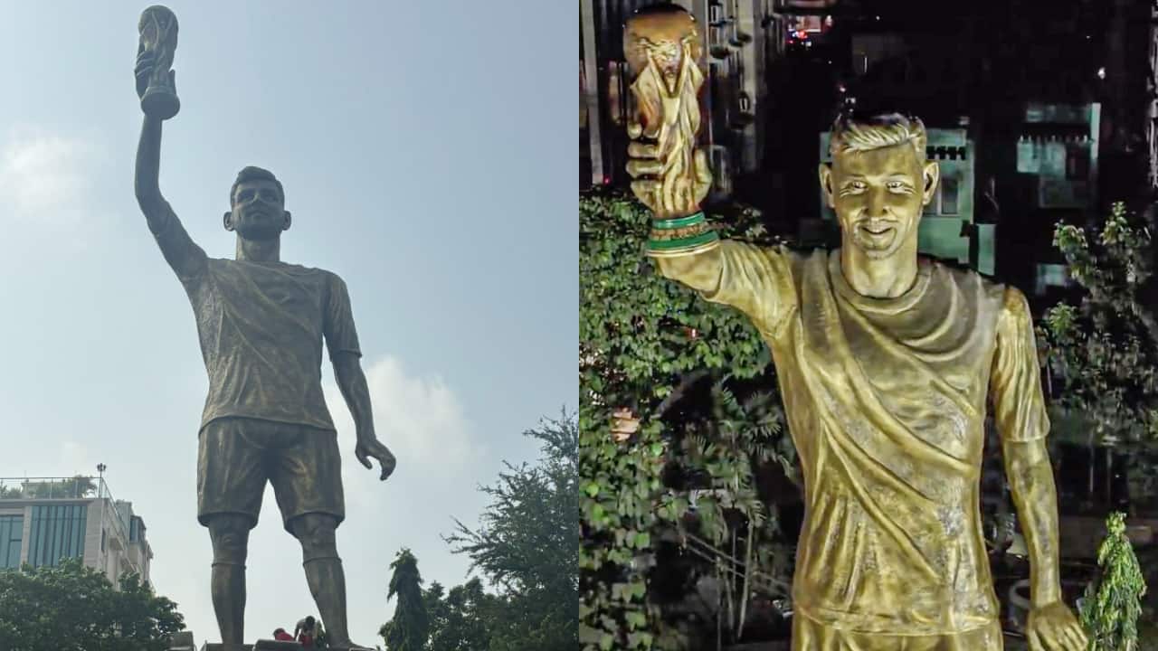 Lionel Messi 70-foot statue in Kolkata 'sways' in wind, creates panic ...