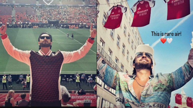 Ranveer Singh cheers for Arsenal following UEFA Champions League defeat ...