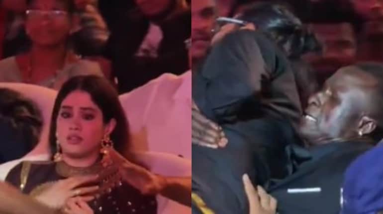 Watch: Scared Jhanvi Kapoor kicks a Ram Charan fan as he charges ...