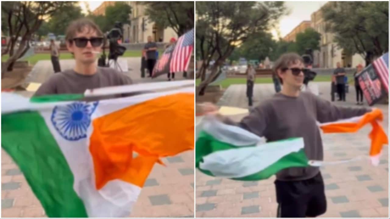US man rips Indian flag as onlookers chant 'F*** India' at anti ...