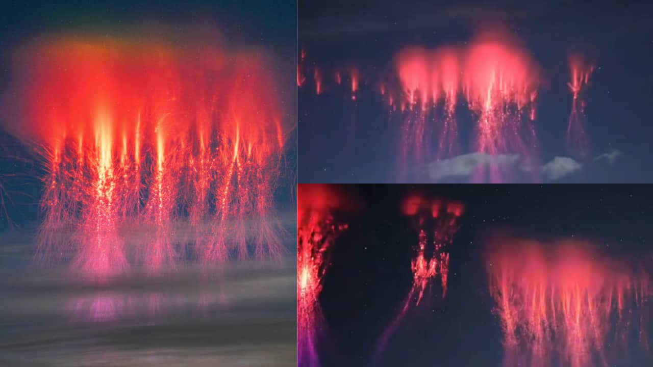 "The Red Light Dance": Rare red sprites caught 'dancing' over Tibetan ...
