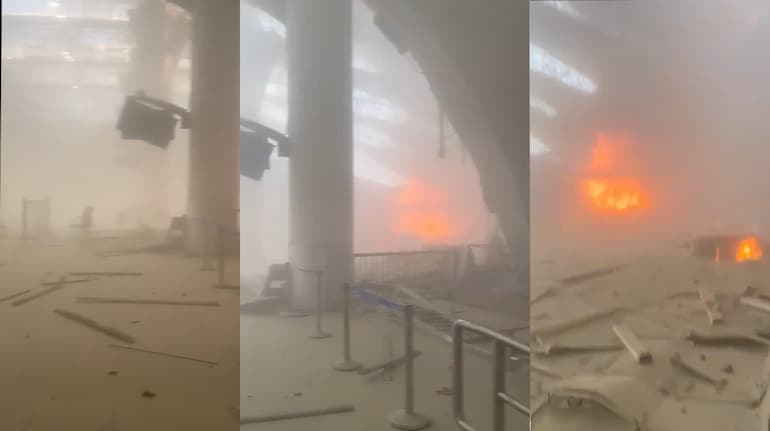 Watch: Smoke, fire and panic inside Kuwait airport after Iran’s missile ...