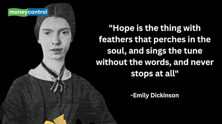 Quote of the day by Emily Dickinson, "Hope is the thing with feathers ...